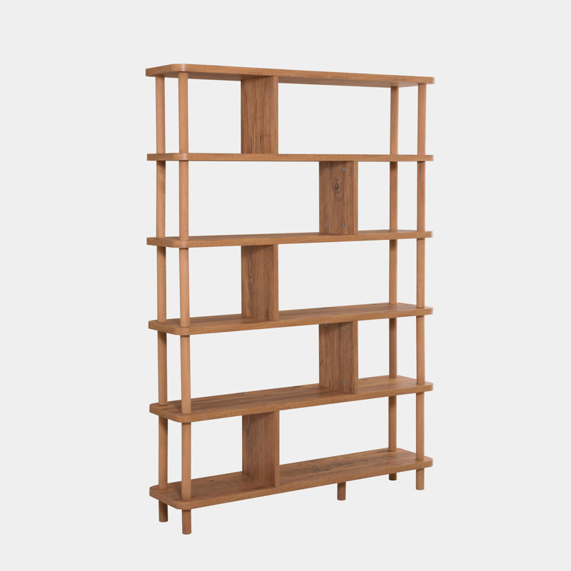 Bless international Bern 66.3" H x 47.2" W Solid Wood Geometric Bookcase | Wayfair